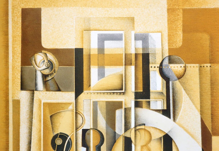 1970s Abstract Cubist Print For Sale at 1stDibs