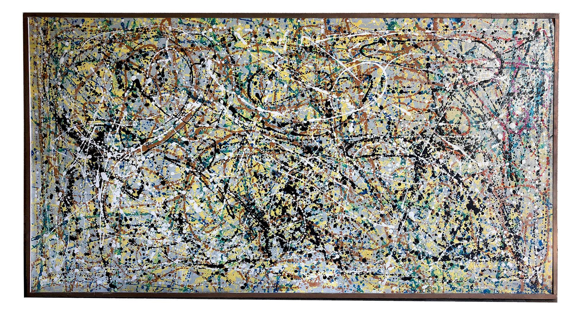 1970s Abstract Expressionist Enamel and Oil on Board Drip Painting at ...