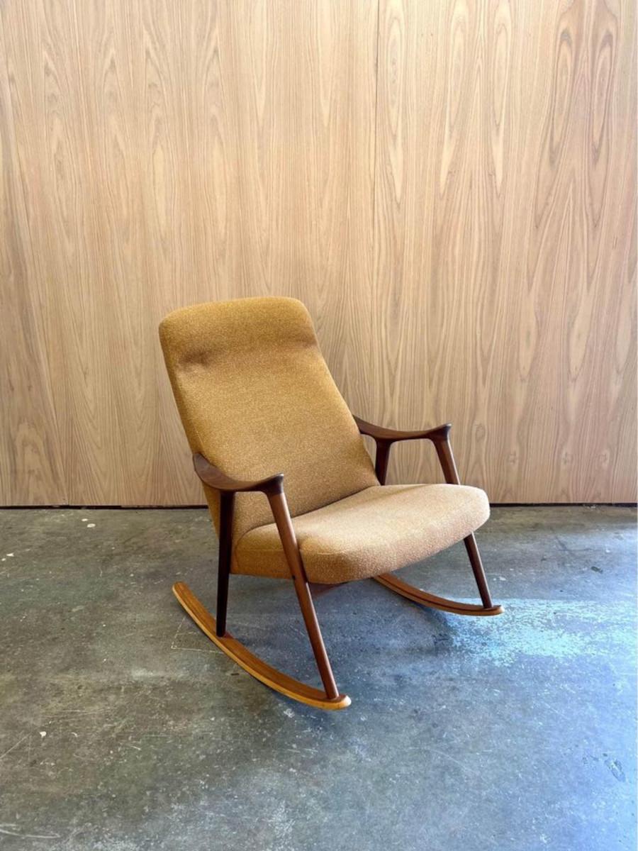 1970s Afrormosia and Teak Norwegian Rocking Chair For Sale at 1stDibs