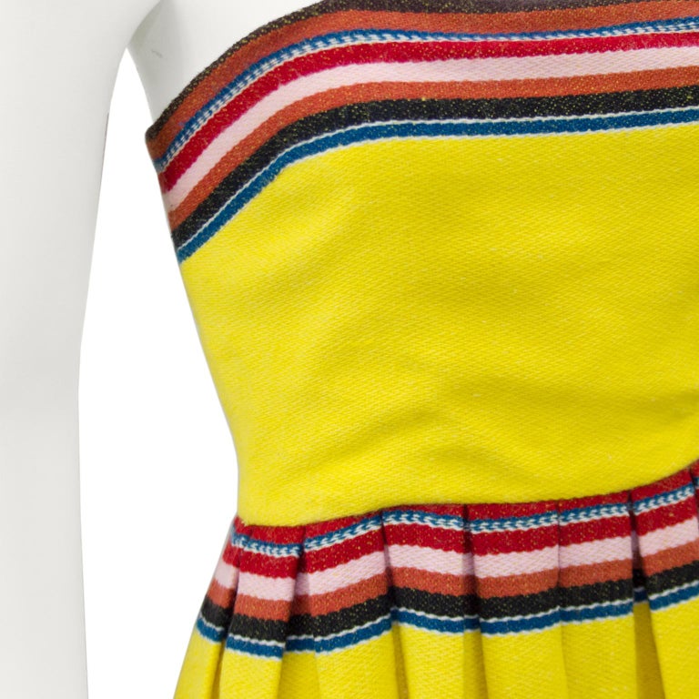 1970s Albert Capraro Yellow Mexican Blanket Maxi Dress For Sale at 1stDibs