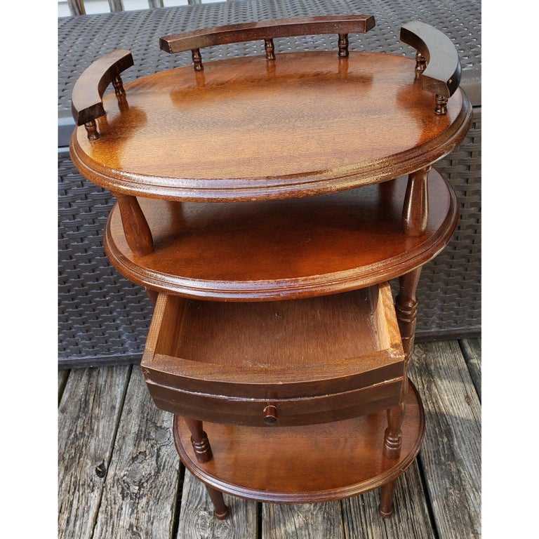1970s American Classical Solid Walnut 3 Tier Accent Table For Sale at ...