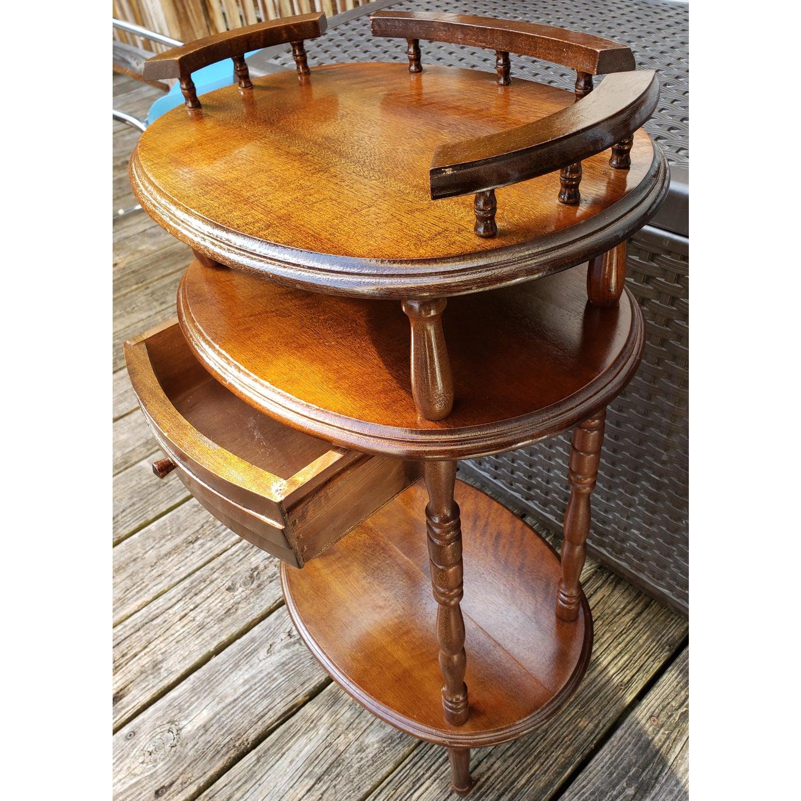 1970s American Classical Solid Walnut 3 Tier Accent Table For Sale at ...