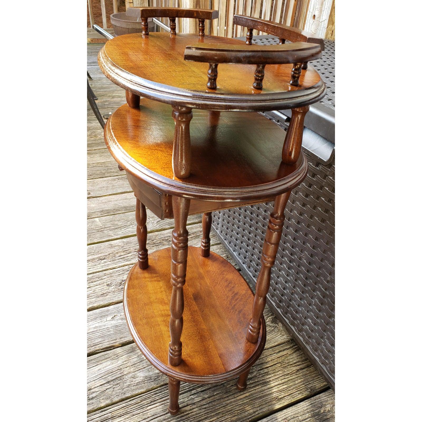 1970s American Classical Solid Walnut 3 Tier Accent Table For Sale at ...