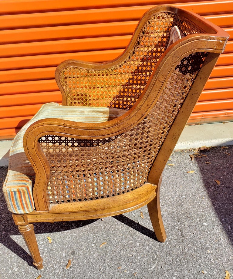1970s American of Martinsville Can Back and Walnut Upholstered Arm ...