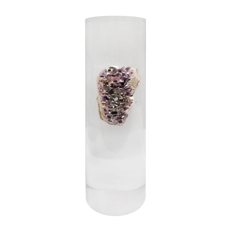 1970s Amethyst Geode Suspended in Lucite Column Sculpture by Arthur ...