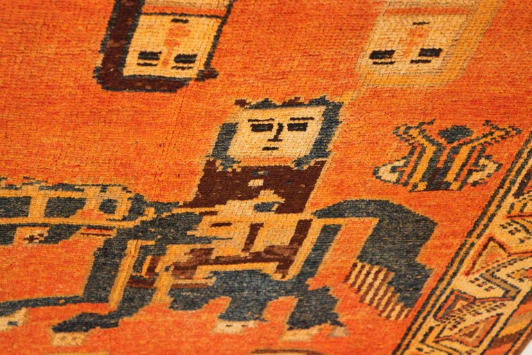 1970s Antique Persian Rug Shiraz Style With Uncommon ‘King and Queen ...