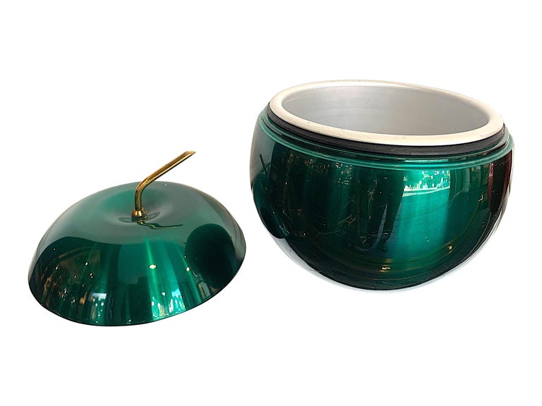 1970s Apple Ice Bucket by Daydream in Anodised Vibrant Green with Brass ...