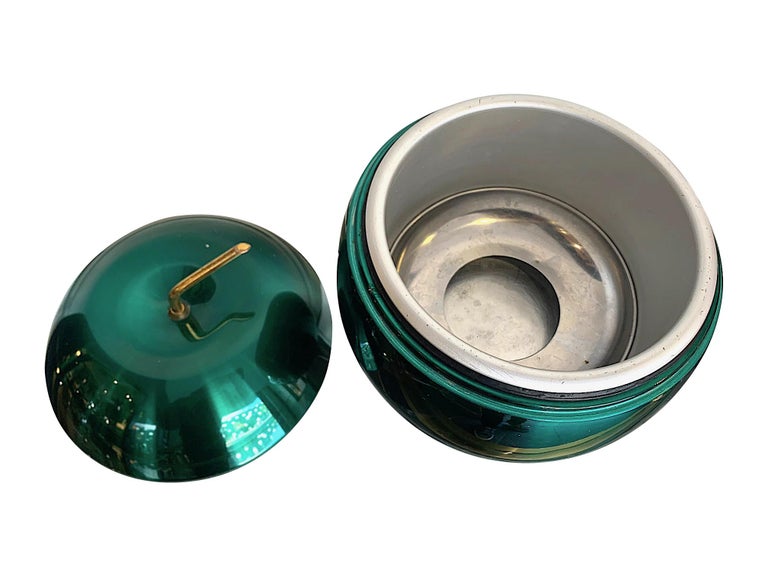 1970s Apple Ice Bucket by Daydream in Anodised Vibrant Green with Brass ...