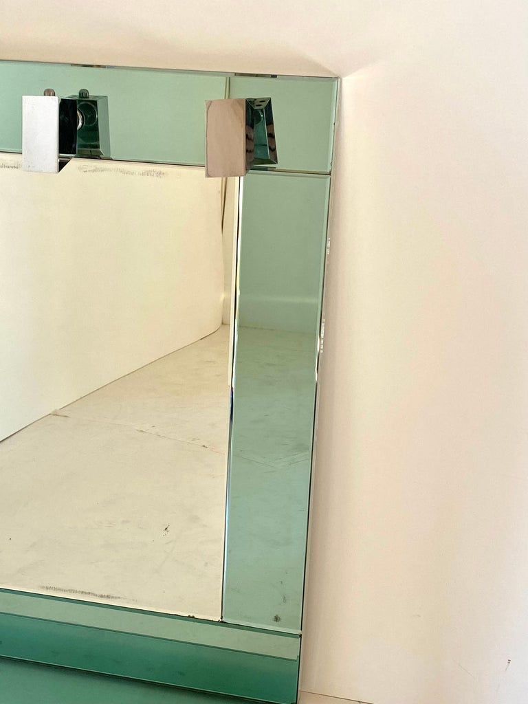 1970s, Aqua Green Glass Wall Mirror For Sale at 1stDibs