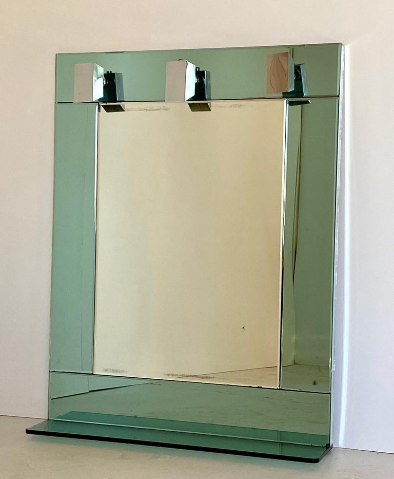 1970s, Aqua Green Glass Wall Mirror For Sale at 1stDibs