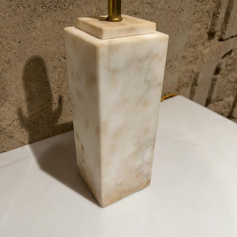 1970s Architectural Modern Pair Marble Square Column Table Lamps in ...