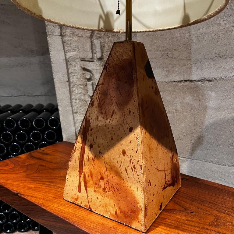 1970s Artistic Table Lamp Abstract Modern Leather Wrapped Metal For ...