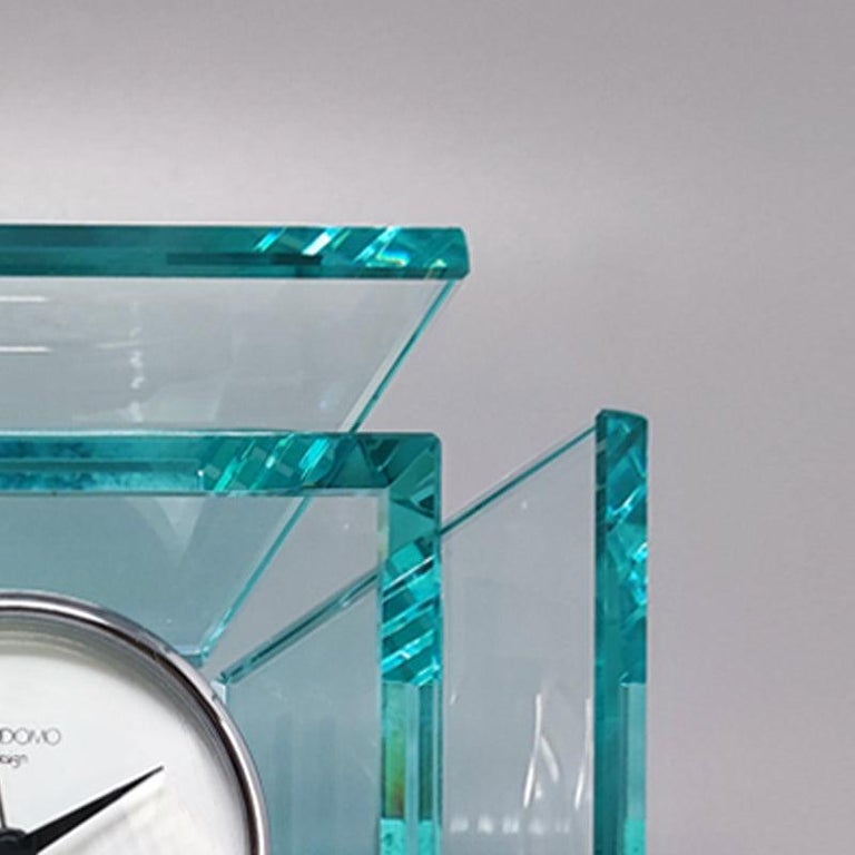 1970s Astonishing Table Clock by Omodomo in Crystal, Made in Italy For ...