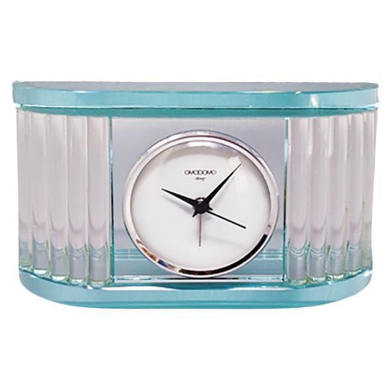 1970s Astonishing Table Clock by Omodomo in Crystal, Made in Italy For ...