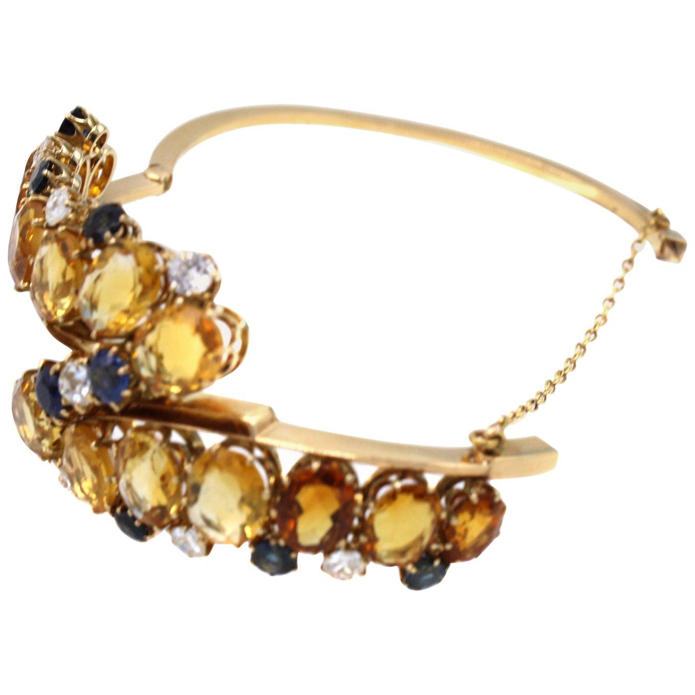 Mark Davis Bakelite Bangle with Inlay and Citrine For Sale at 1stDibs