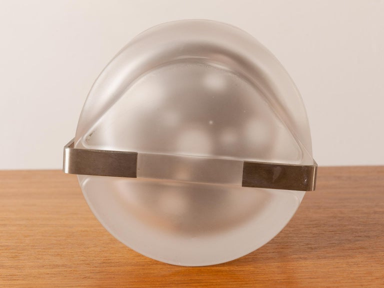 1970s Azteca Frosted Ridged and Waved Crystal Glass Ice Bucket by Fabio ...