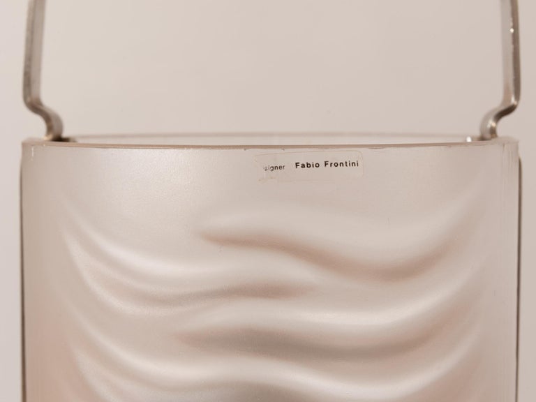 1970s Azteca Frosted Ridged and Waved Crystal Glass Ice Bucket by Fabio ...