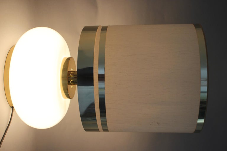 1970s Beautiful Large Glass and Brass Table Lamp, Italy For Sale at 1stDibs