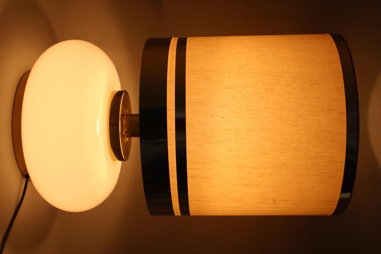 1970s Beautiful Large Glass and Brass Table Lamp, Italy For Sale at 1stDibs