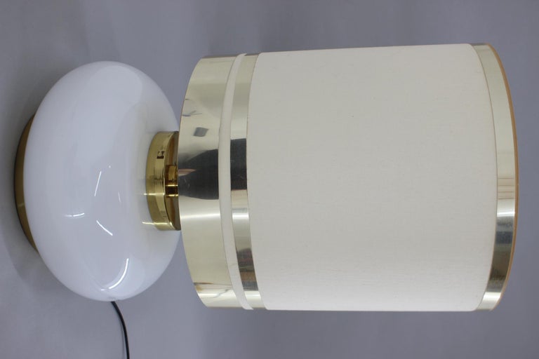 1970s Beautiful Large Glass and Brass Table Lamp, Italy For Sale at 1stDibs