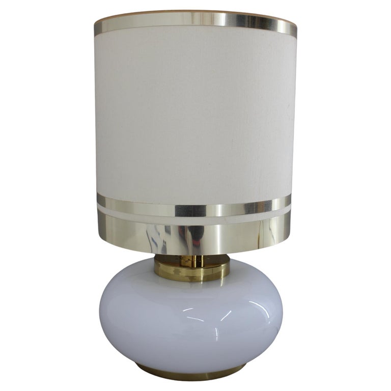1970s Beautiful Large Glass and Brass Table Lamp, Italy For Sale at 1stDibs