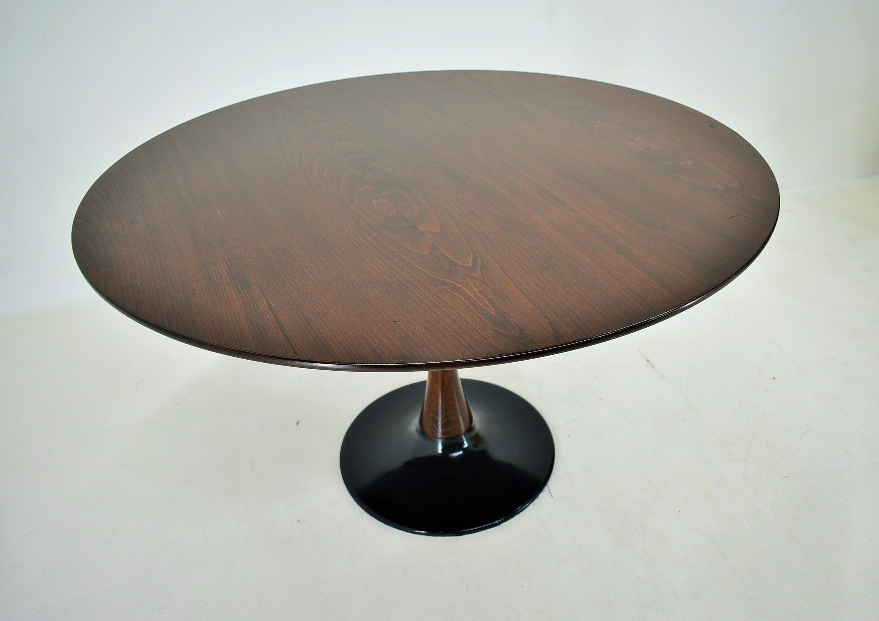 1970s Beech Round Dining Table, Czechoslovakia at 1stDibs