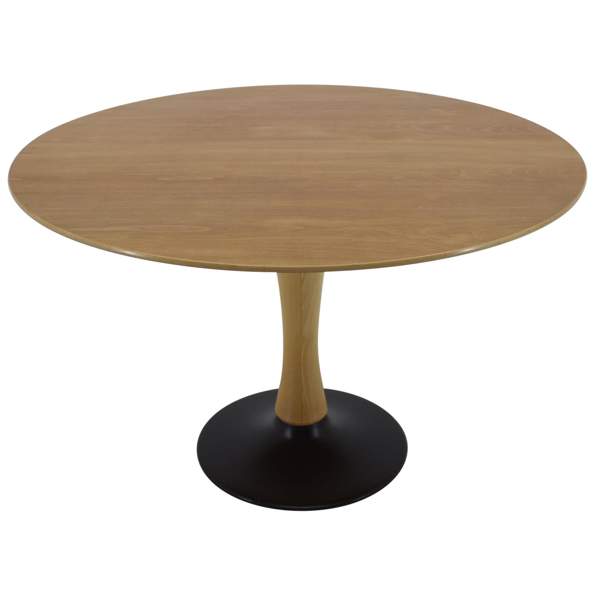 1970s Beech Round Dining Table, Czechoslovakia at 1stDibs