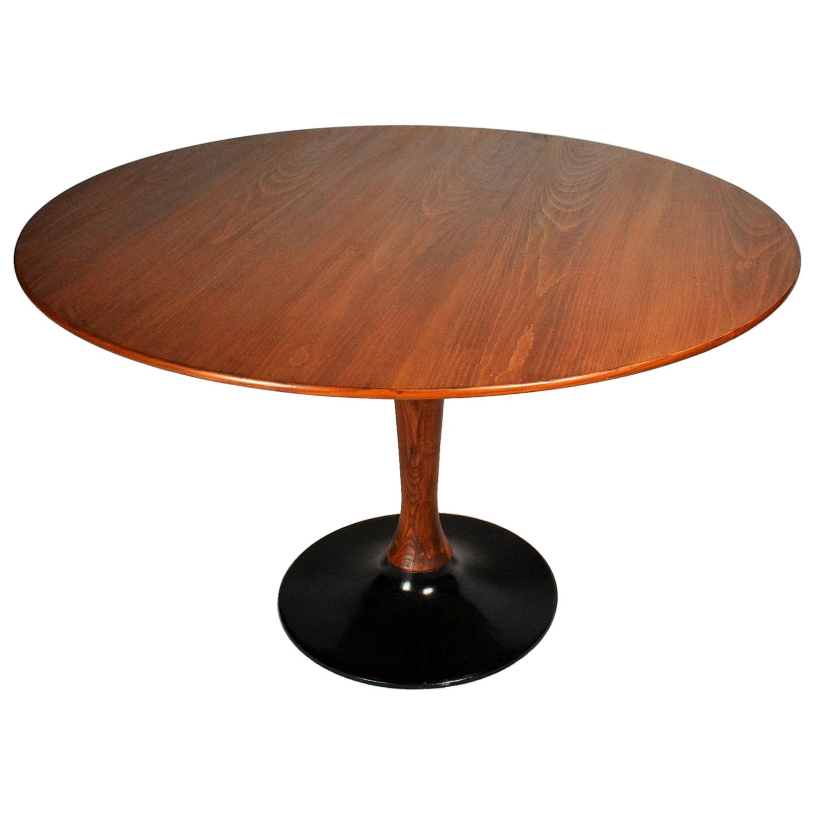 1970s Beech Round Dining Table, Czechoslovakia For Sale at 1stDibs