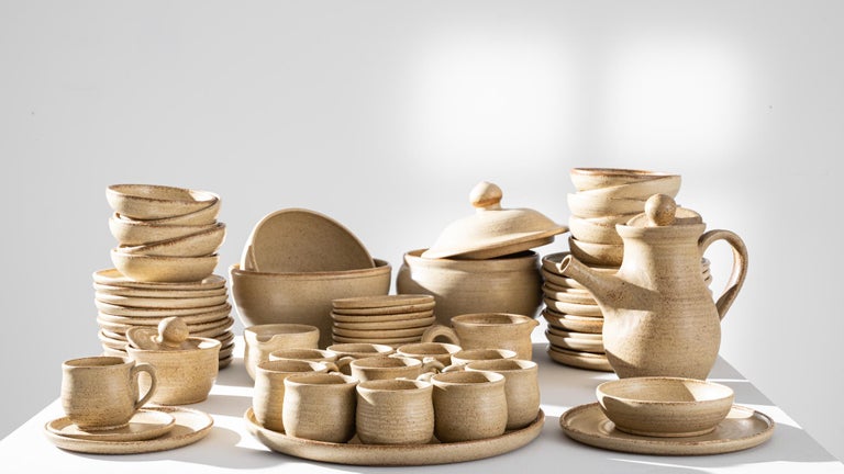 1970s Belgian Ceramic Dinner Set For Sale at 1stDibs