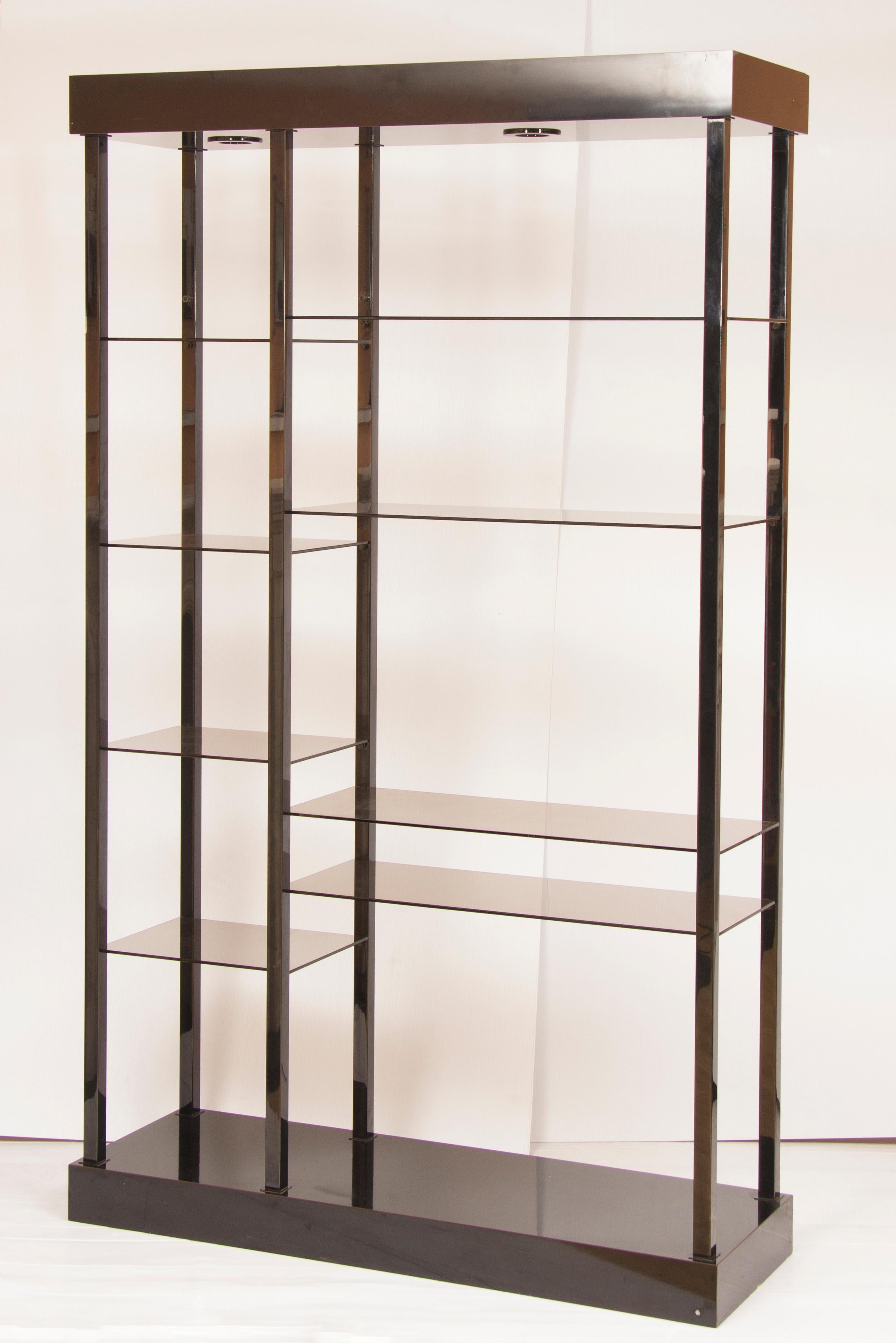 1970s Belgo Chrome Hollywood Style Illuminated Wall Shelving Unit at ...
