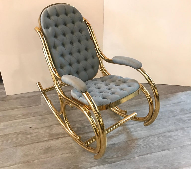 1970's Bent Wood Style Brass Rocker For Sale at 1stDibs