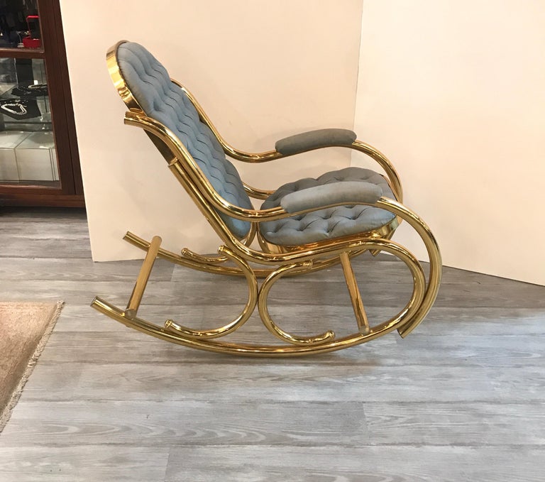 1970's Bent Wood Style Brass Rocker For Sale at 1stDibs