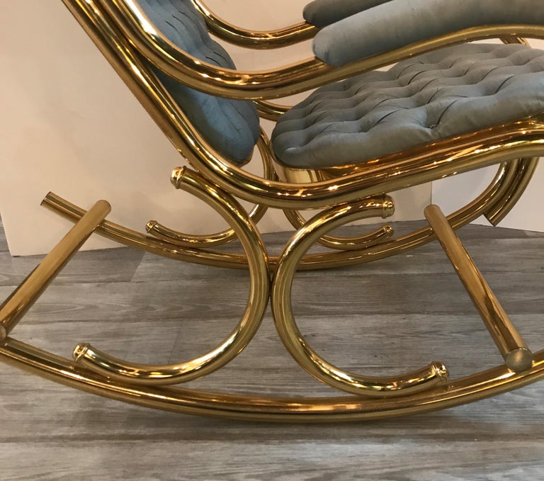 1970's Bent Wood Style Brass Rocker For Sale at 1stDibs