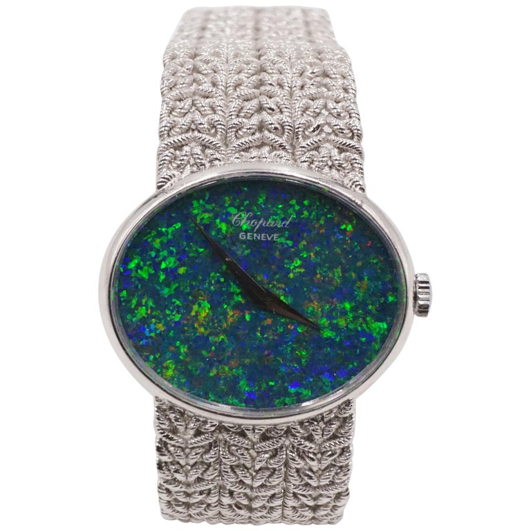 1970s Bespoke Chopard L.U.C Black Opal and 18 Carat White Gold Watch ...