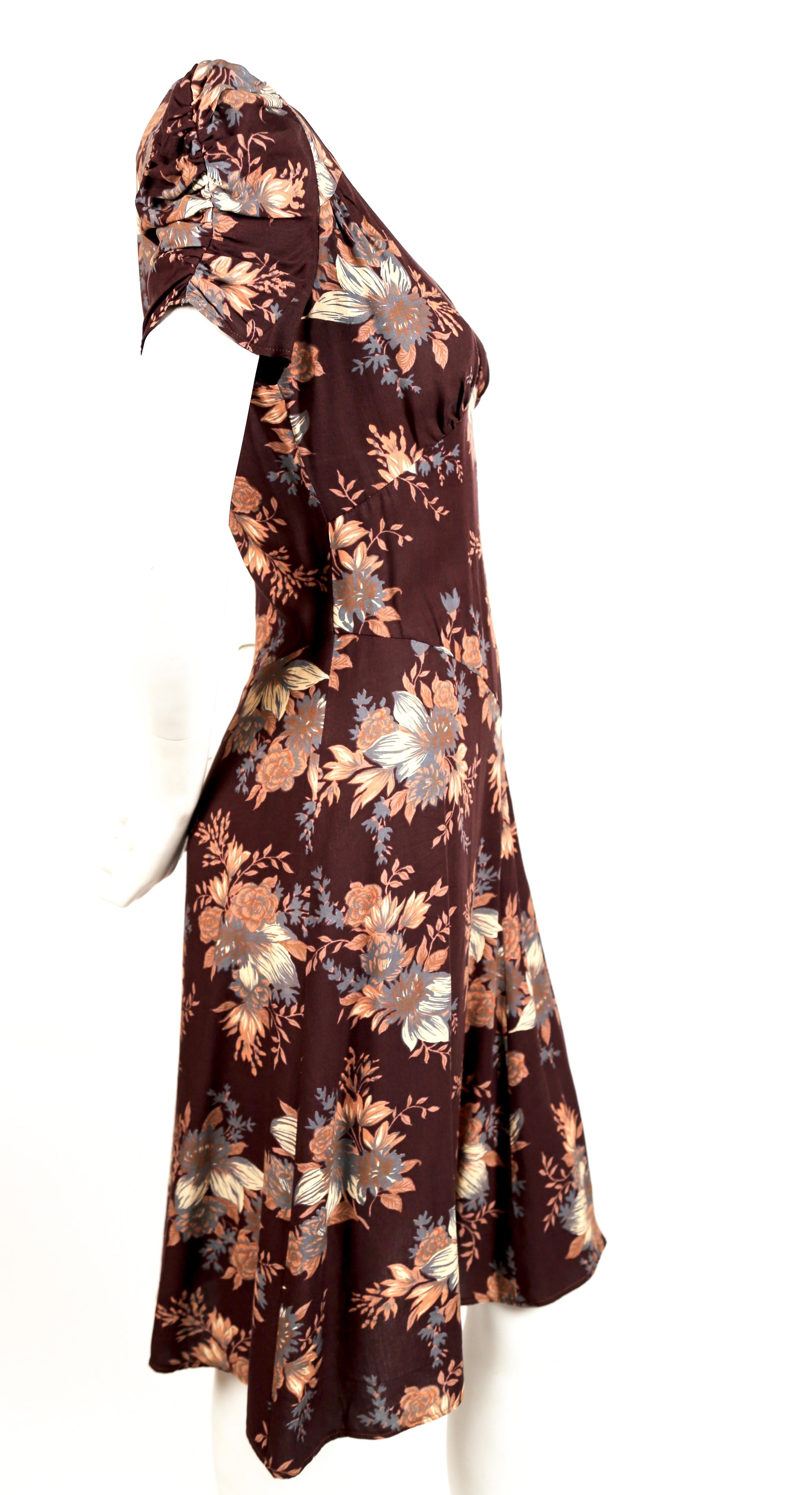 1970's BIBA floral printed dress with puff sleeves at 1stDibs | brown ...