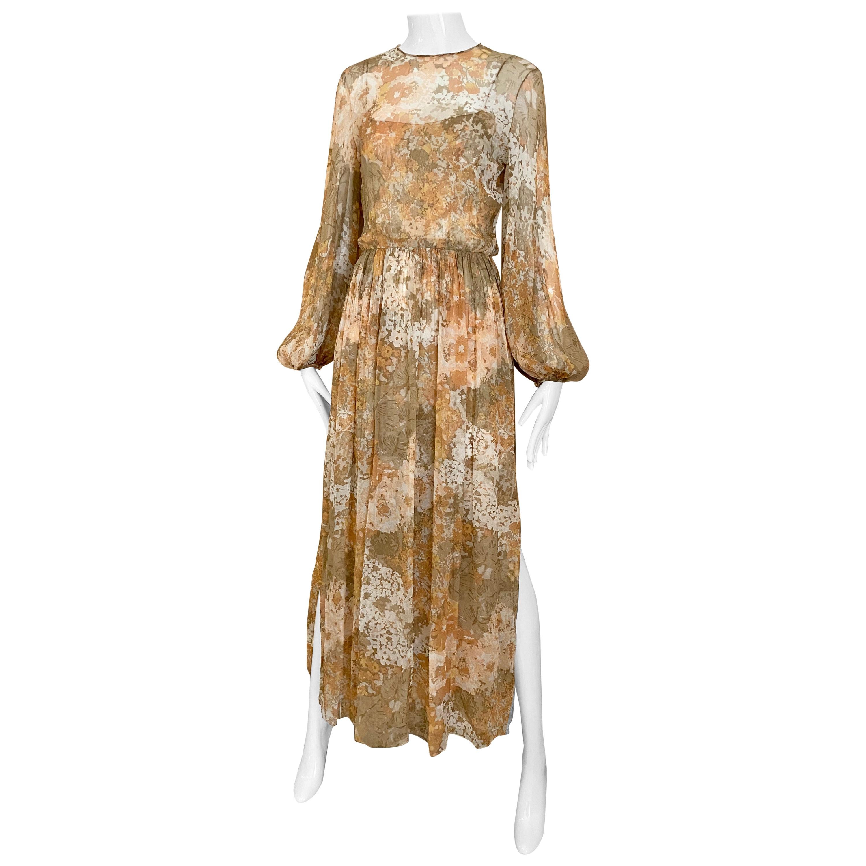 Documented 1968 Bill Blass Gold Dress at 1stDibs