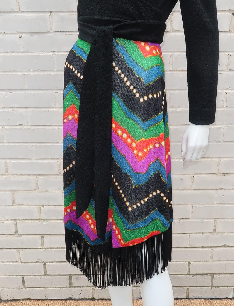 1970's Black Fringe Disco Party Dress For Sale at 1stdibs