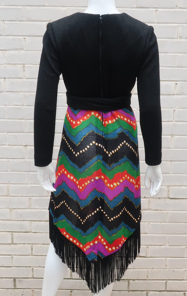 1970's Black Fringe Disco Party Dress For Sale at 1stdibs