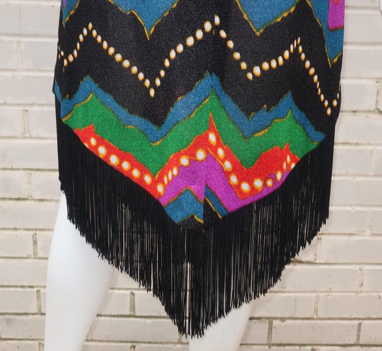 1970's Black Fringe Disco Party Dress For Sale at 1stdibs
