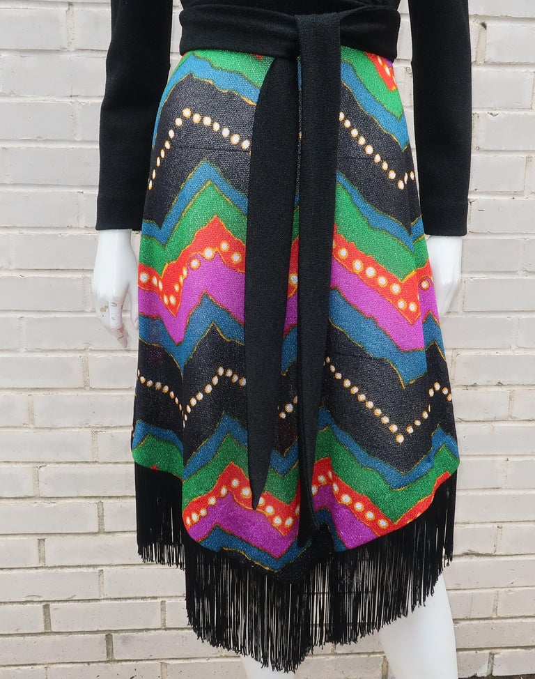 1970's Black Fringe Disco Party Dress For Sale at 1stdibs