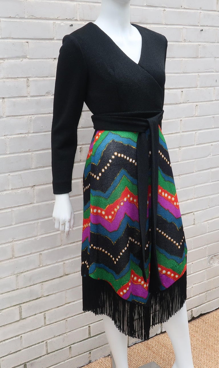 1970's Black Fringe Disco Party Dress For Sale at 1stDibs