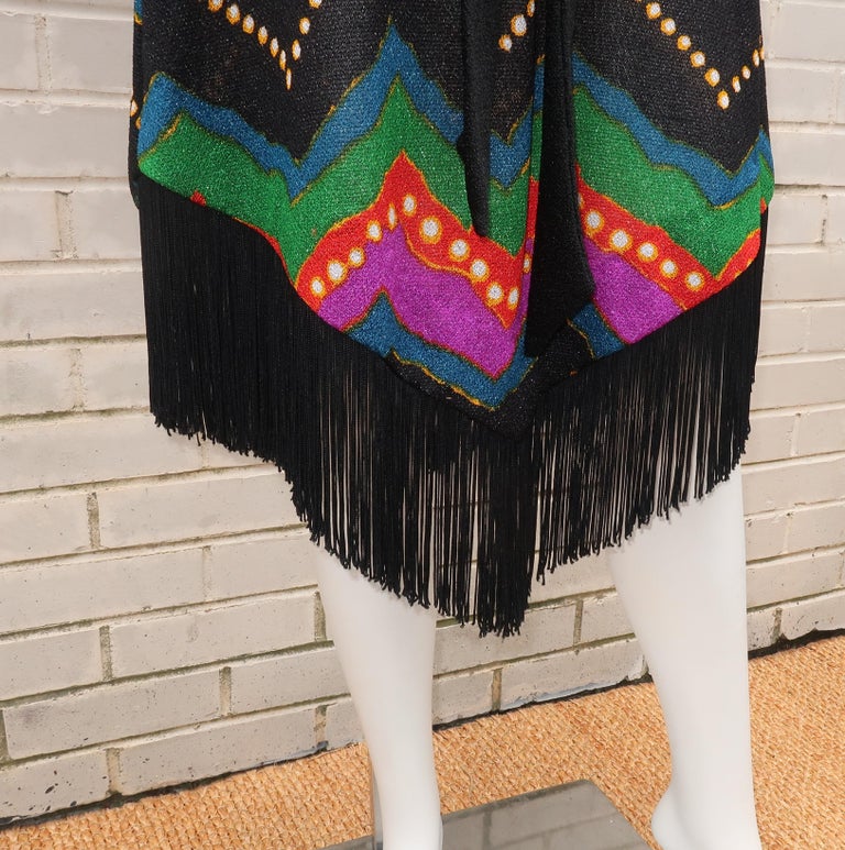 1970's Black Fringe Disco Party Dress For Sale at 1stdibs