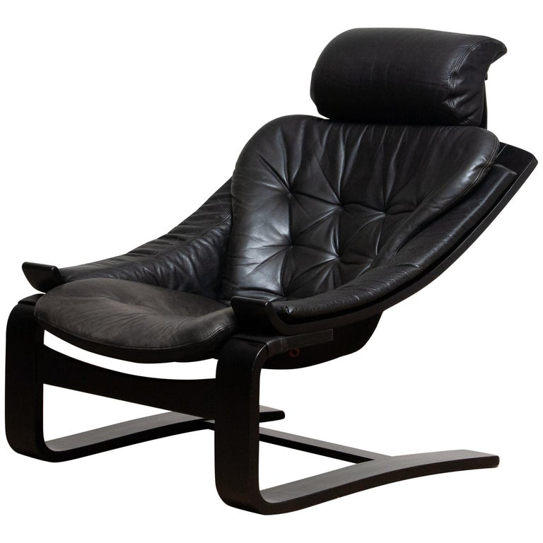 1970s, Black Kroken Lounge Chair by Ake Fribytter for Nelo Sweden in ...