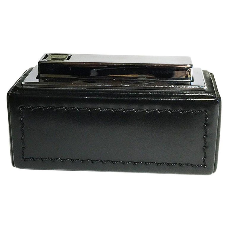 1970s Black Leather Stitched Kawee, Karl Wieden Germany Table Lighter ...