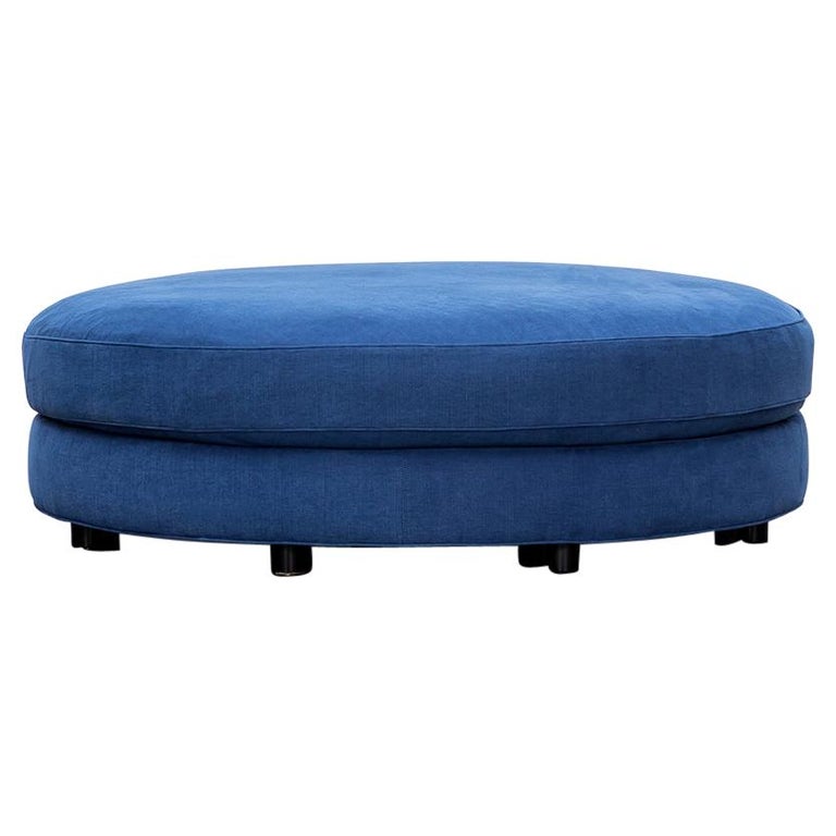 1970s Blue New Upholstery Ottoman by Milo Baughman at 1stDibs