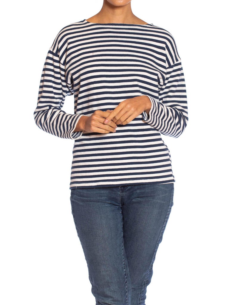 1970S Blue and White Striped Cotton Knit Authentic French Mariner ...