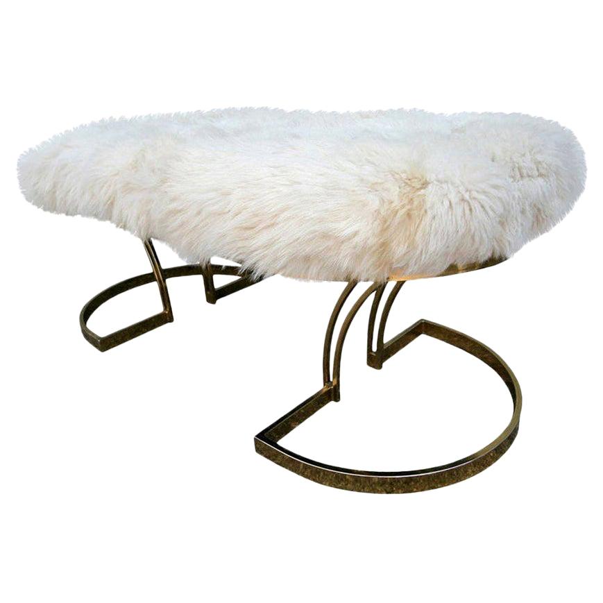 Sheepskin and Lucite Bench at 1stDibs
