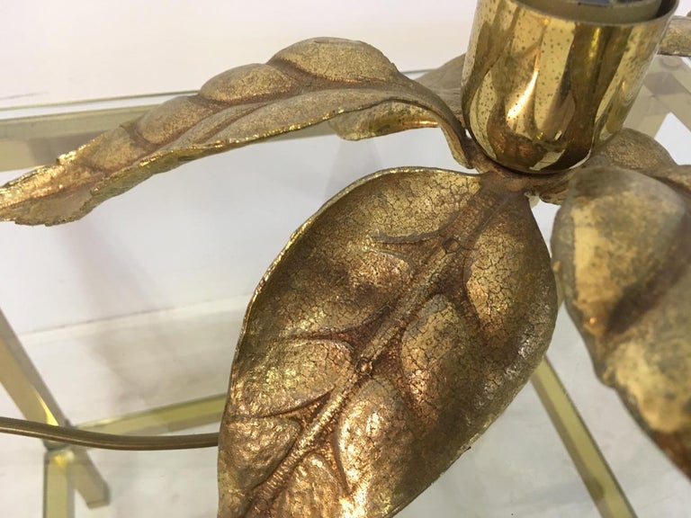 1970s Brass Flower Table Lamp by Massive For Sale at 1stDibs