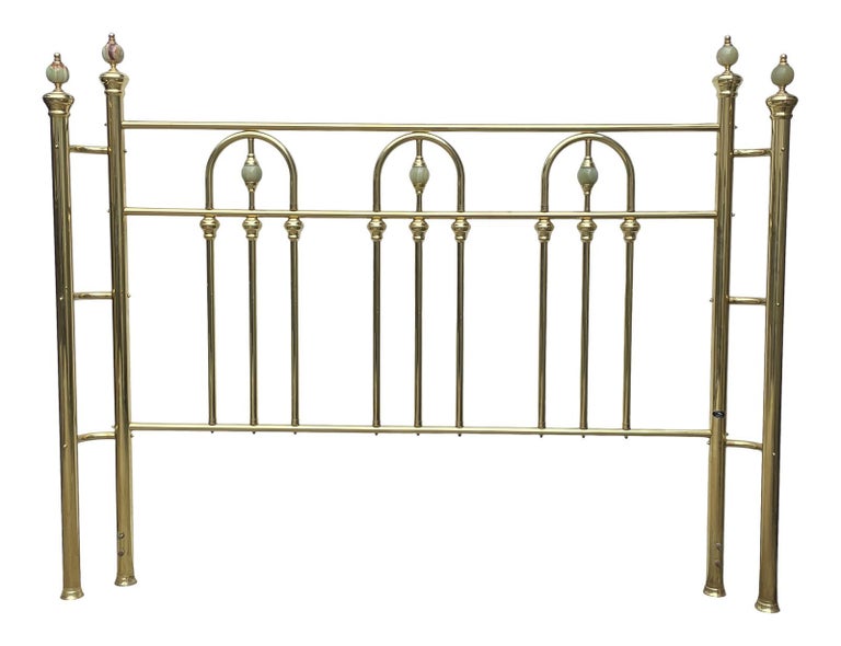 1970s Brass and Onyx California King Bed Head and Foot Board by Wesley ...