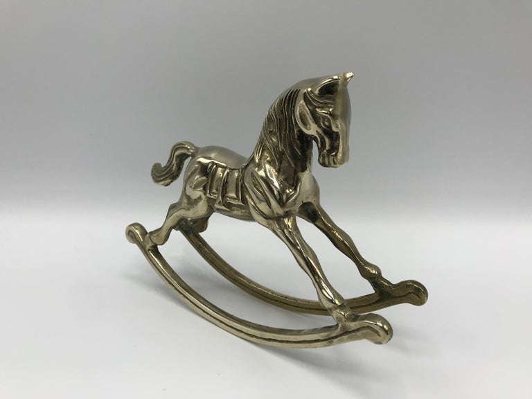 1970s Brass Rocking Horse Sculpture at 1stDibs